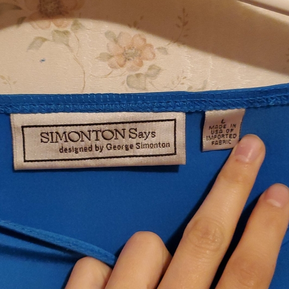 George Simonton | Tops | Simonton Says Bright Blue Tropical Top 34 ...